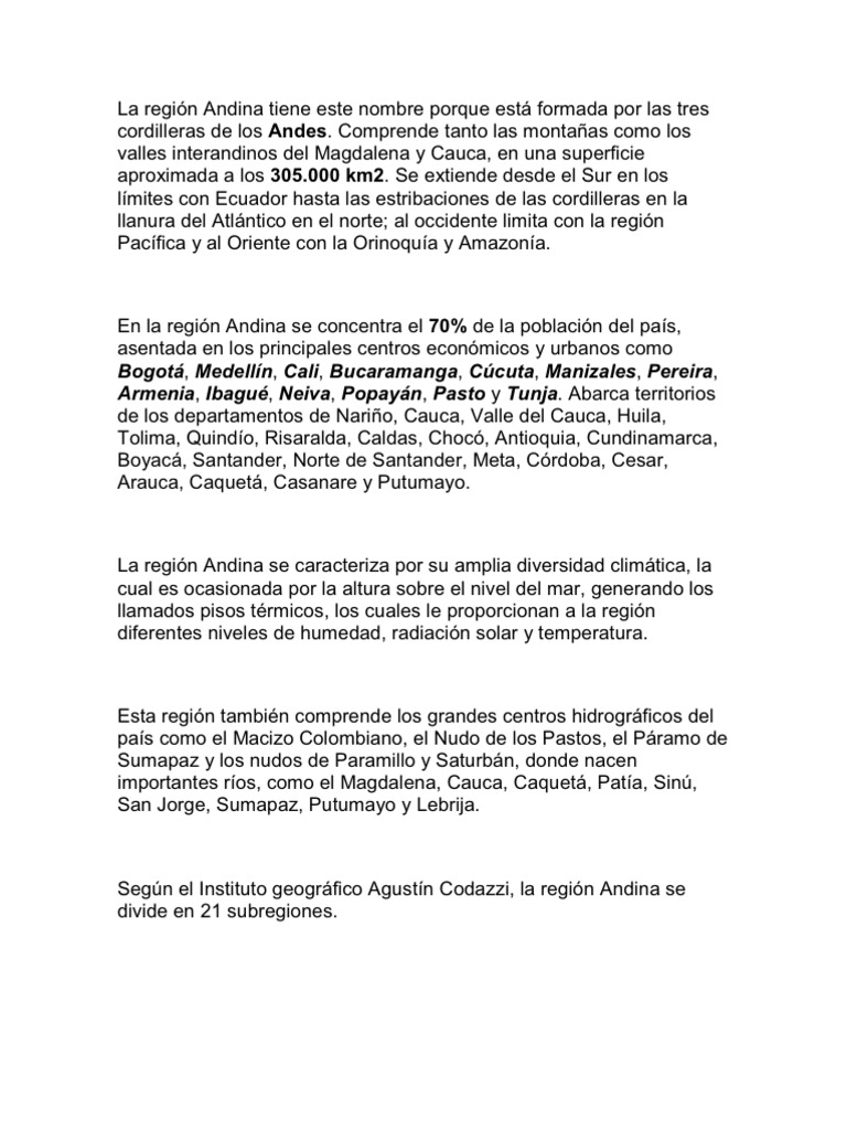 Cordilleras de la Región Andina | PDF | Andes | Colombia
