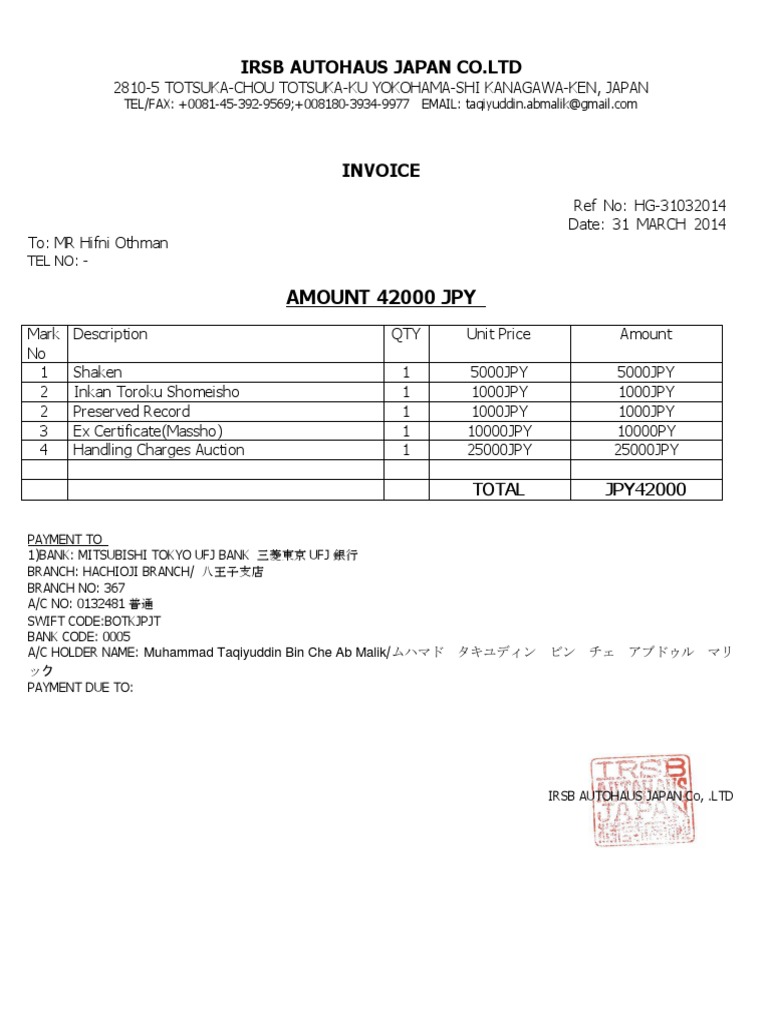 Invoice MR Hifni (Updated) | PDF