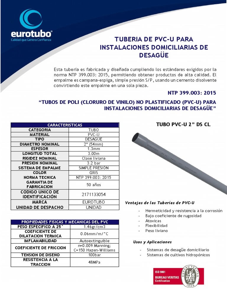 NTP 399 003 2 DS CL | PDF | Tubería (transporte de fluidos) | Materiales