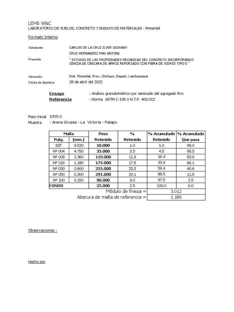 Diseño de Mezcla | PDF | Hormigón | Cemento