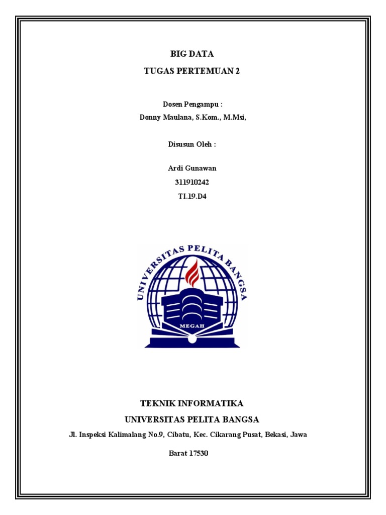 Tugas Big Data Pertemuan 2 Ardi Gunawan-311910242 | PDF