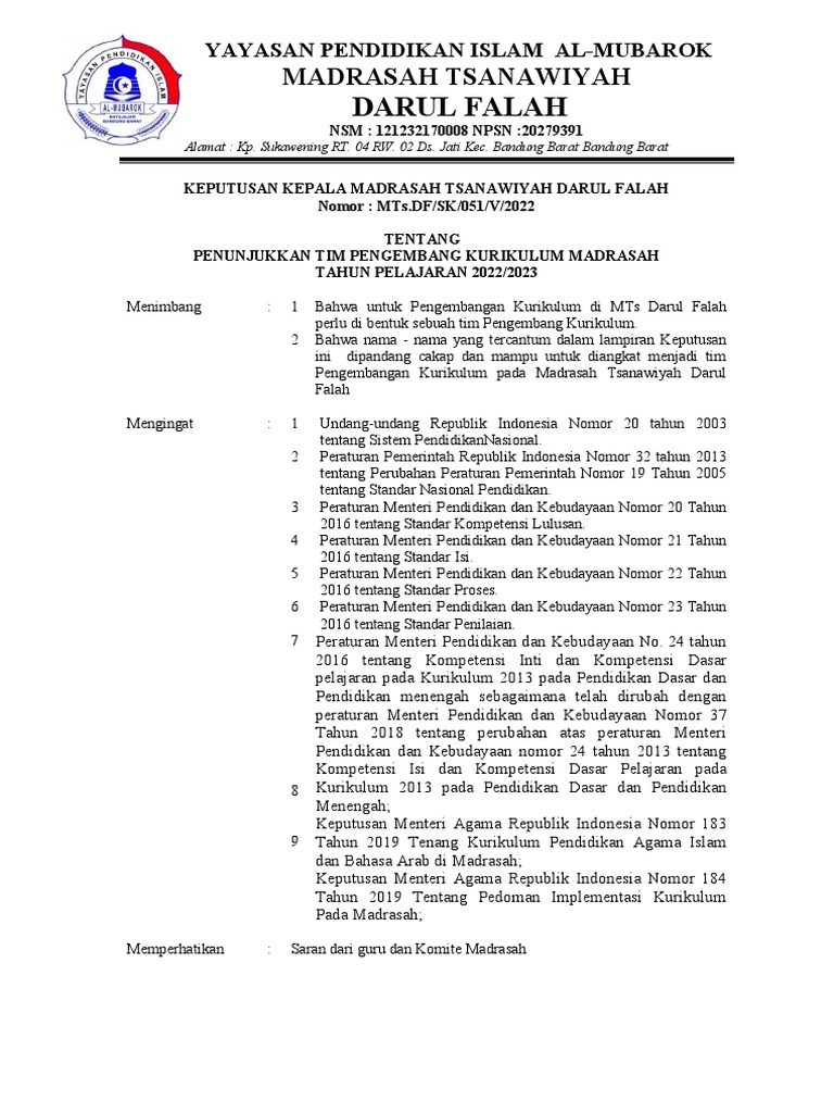 Lampiran KTSP 2022-2023 | PDF