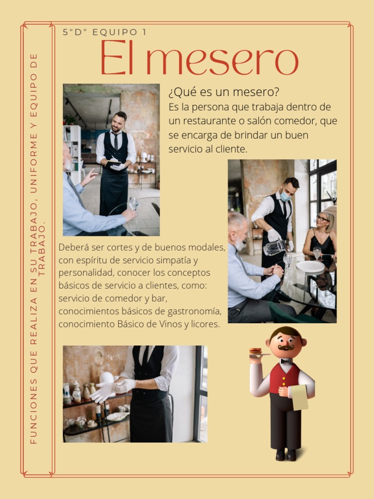 Equipo 1 - El Mesero (Funciones, Equipo de Trabajo y Uniforme) | PDF