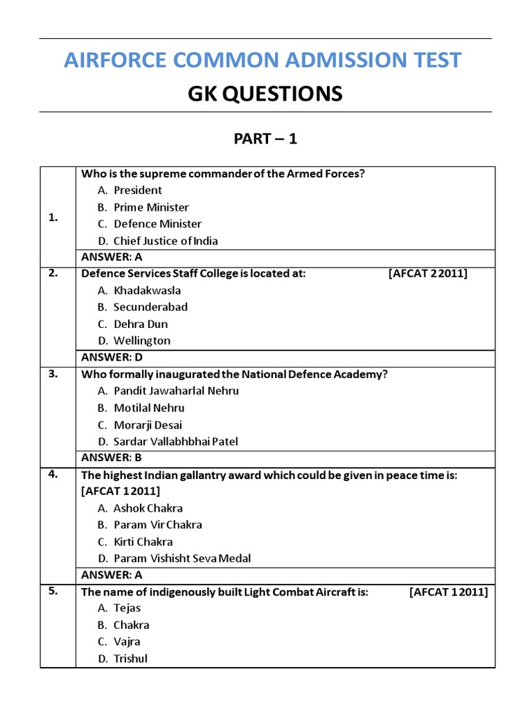 Afcat General Knowledge Questions Pdf Intercontinental Ballistic