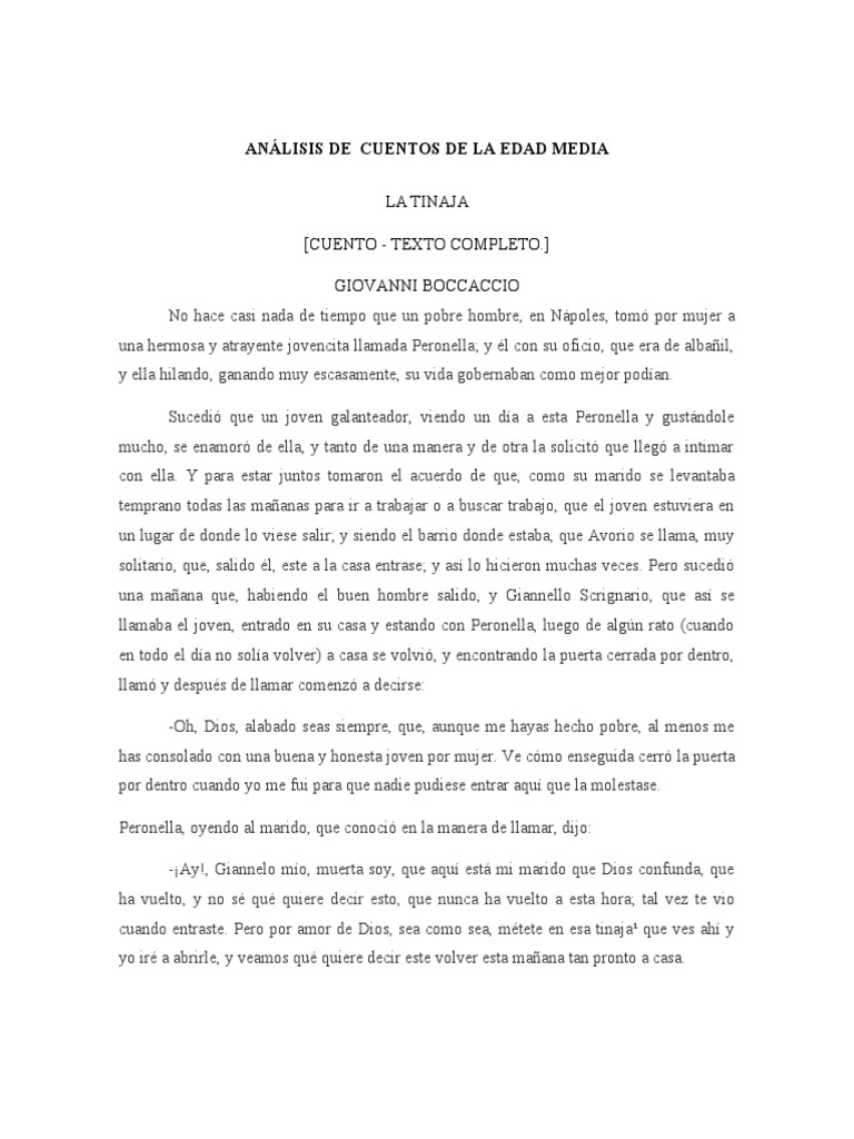 Análisis Del Cuento | PDF | El decameron | Narración