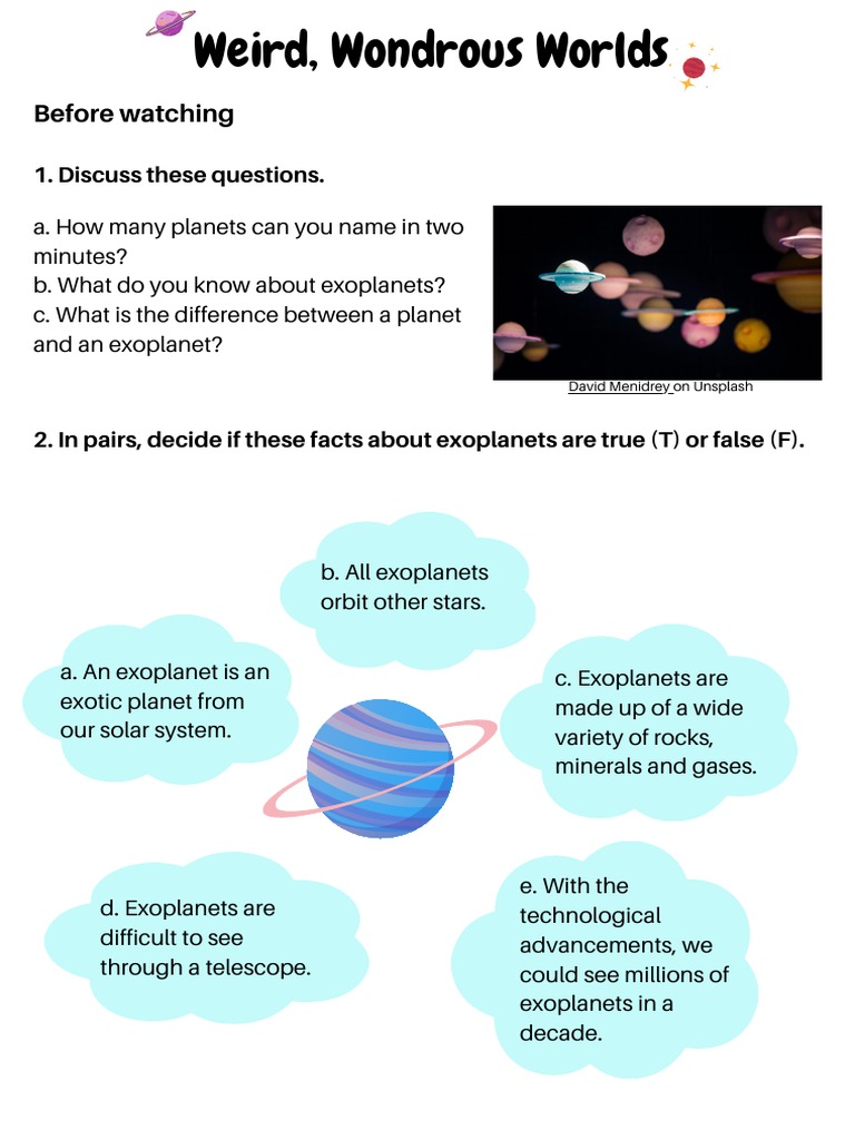 Weird Wondrous Worlds - Ss Worksheet | PDF | Exoplanet | Planets
