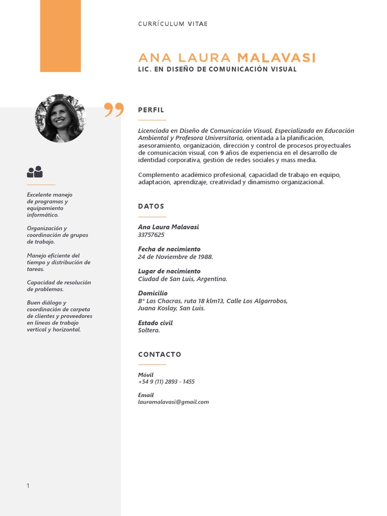 CV-Ana-Laura-Malavasi | PDF | Diseño gráfico | Plan de estudios