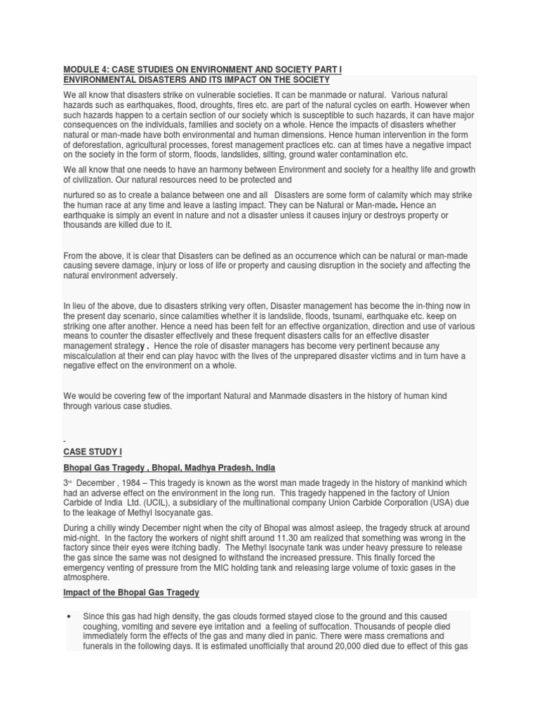 Case Studies On Environment and Society Part-I | PDF | Tsunami ...