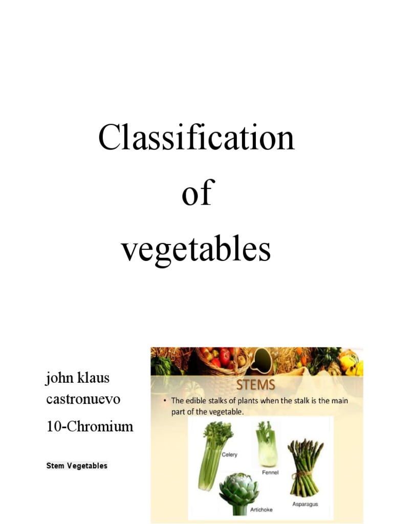 Classification of Vegetables: John Klaus Castronuevo 10-Chromium | PDF | Vegetables | Fruit