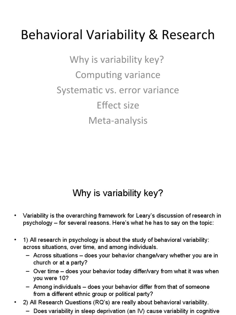 Understanding Behavioral Variability | PDF | Variance | Effect Size