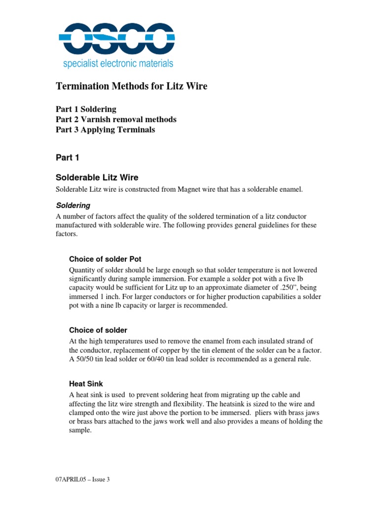 Litz Wire Soldering Techniques Guide | PDF | Soldering | Wire