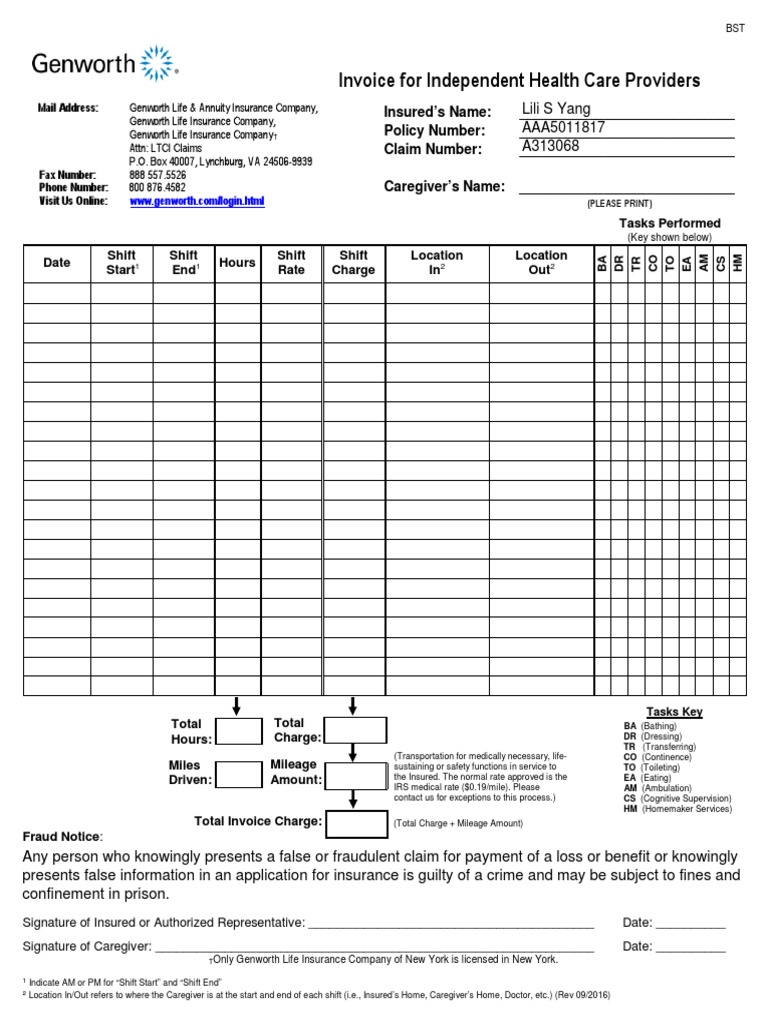 Genworth Blank Document | PDF | Insurance | Caregiver