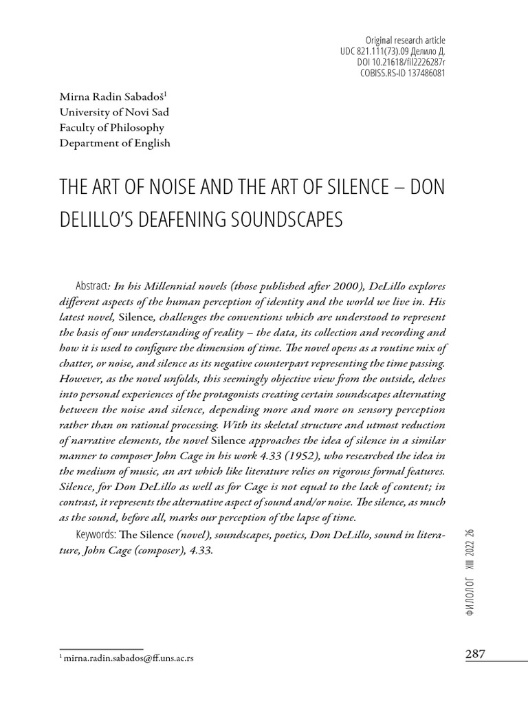 Art of Noise, Art of Silence | PDF | Experience | Sound