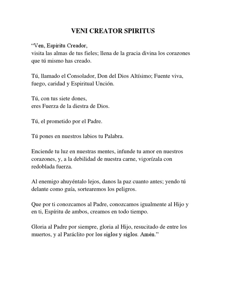 Veni Creator Spiritus Letra-1 | PDF
