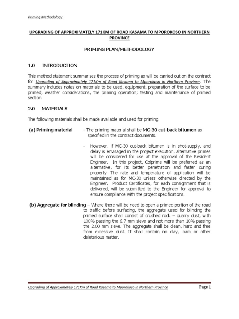 Priming Methodology | PDF | Road | Temperature