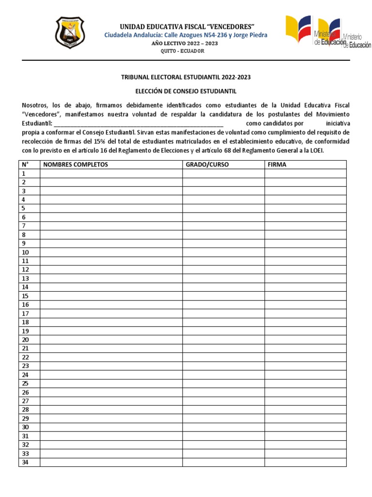 Formulario para Recoleccion de Firmas | PDF