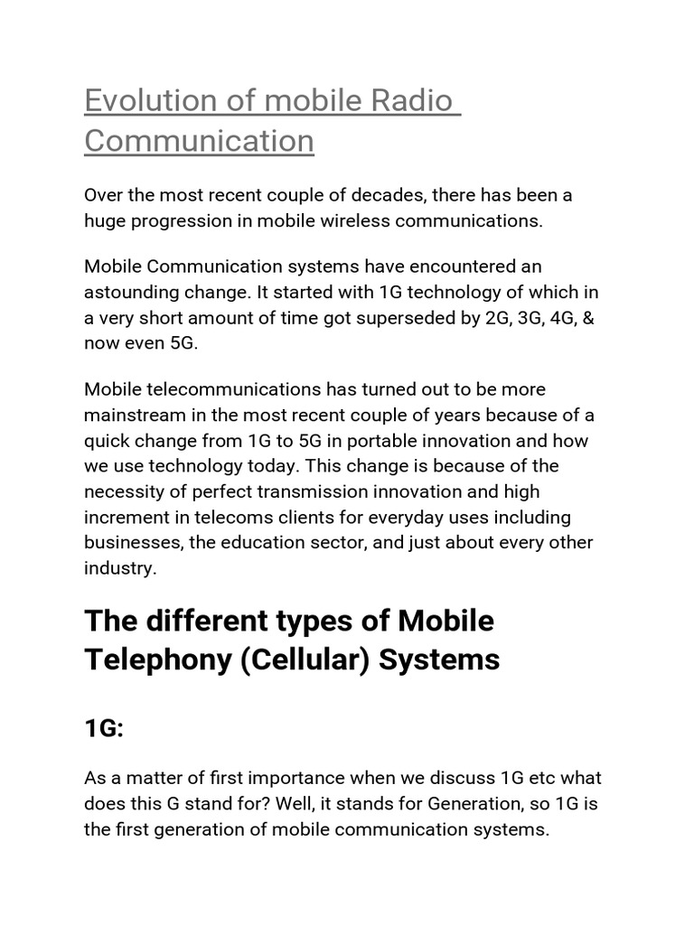 Evolution of Mobile Data Communication | PDF | 3 G | 4 G