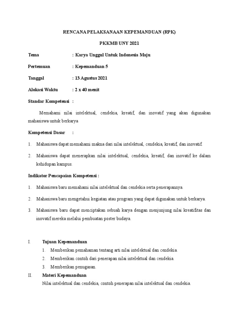 RPK Karya Unggul Untuk Indonesia Maju | PDF