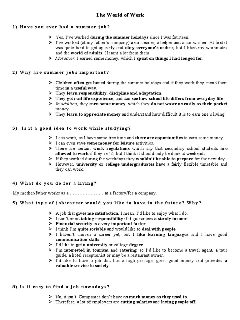 The World of Work | PDF | Employment | Working Time