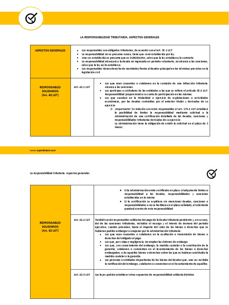 Esquema - La Responsabilidad Tributaria. Aspectos Generales. | PDF ...