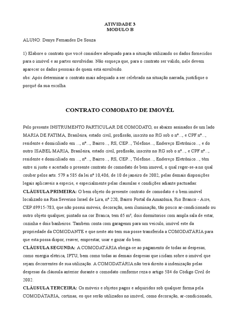 ATIVIDADE 3 Mod B Elaborar Documentos | PDF | Direito Privado | Direito Comum