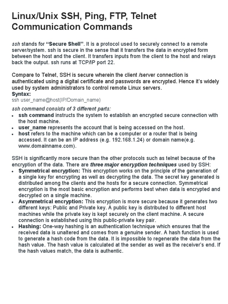Linux Commands Net | PDF | Secure Shell | File Transfer Protocol