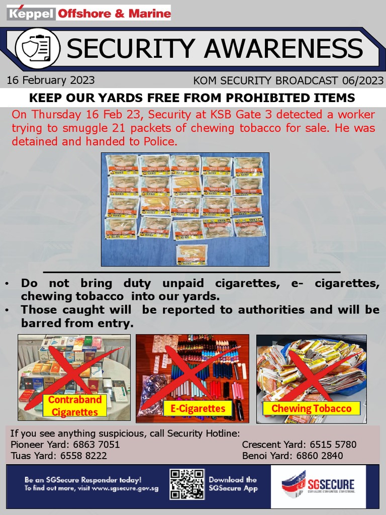 KOM Security Broadcast 06 - 2023 Security Awareness Prohibited Items.v2 | PDF