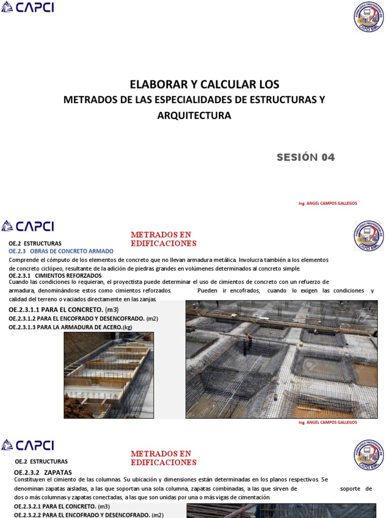 Sesión 4 Concreto Armado-Capci | PDF | Fundación (Ingeniería) | Hormigón