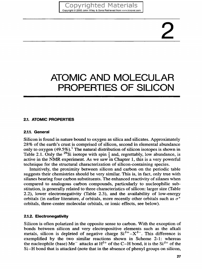 Properties: Atomic and Molecular of Silicon | Download Free PDF ...