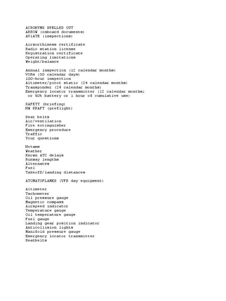Aviation Acronyms and Safety Inspections | PDF