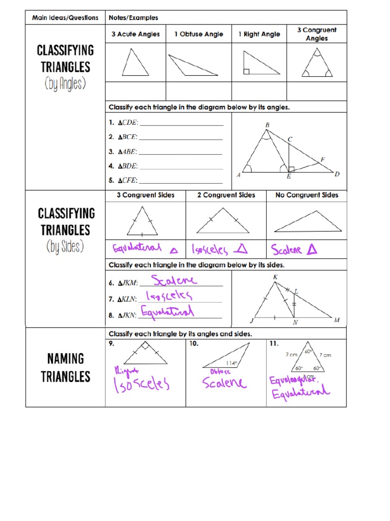 5.1 Classifying Triangles Notes | PDF