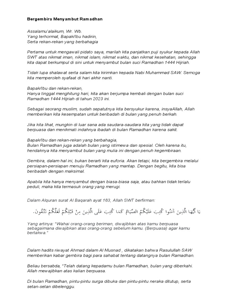Bergembira Menyambut Ramadhan | PDF