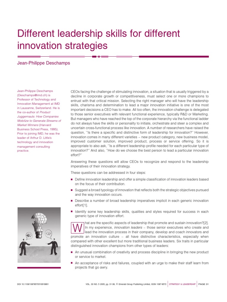 Different Leadership Skills For Different Innovation Strategies | PDF ...