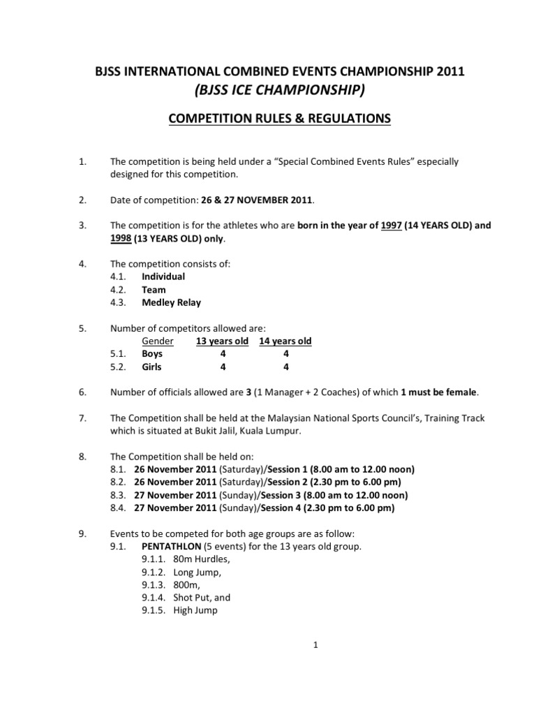 Competition Rules & Regulation | Download Free PDF | Track And Field ...