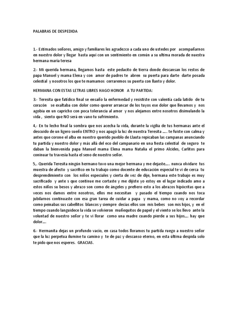Palabras de Despedida | PDF