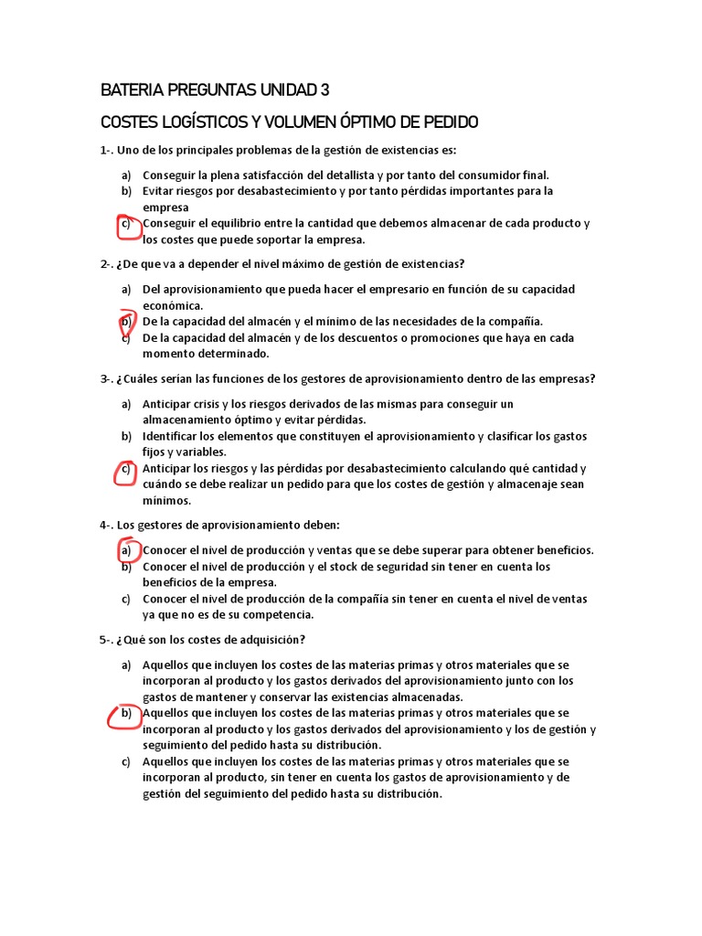 Bateria Preguntas Tipo Test Tema 3 Costes Logísticos | PDF | Costo ... Bateria Preguntas Tipo Test Tema 3 Costes Logísticos | PDF | Costo ...