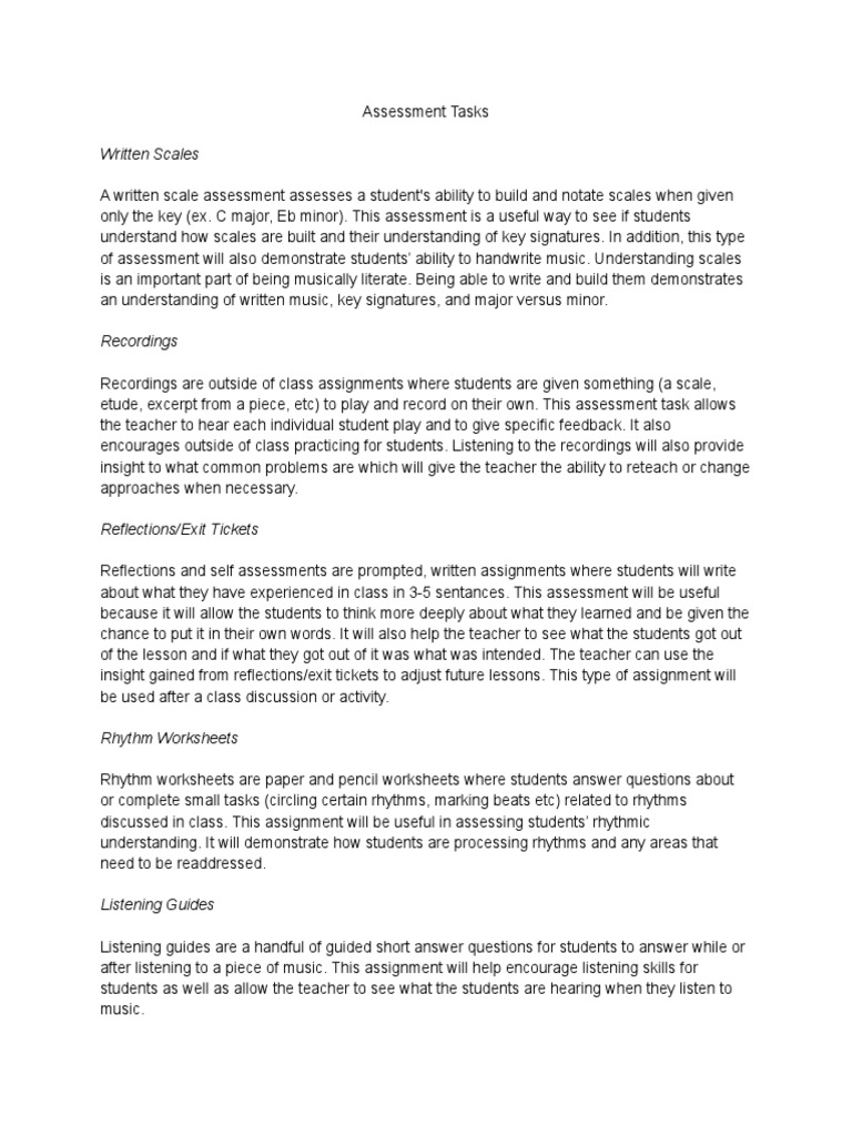 Assessment Portfolio | PDF | Rhythm | Educational Assessment