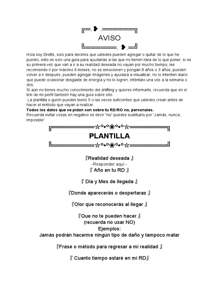 Guía para la creación de un guión de shifting | PDF