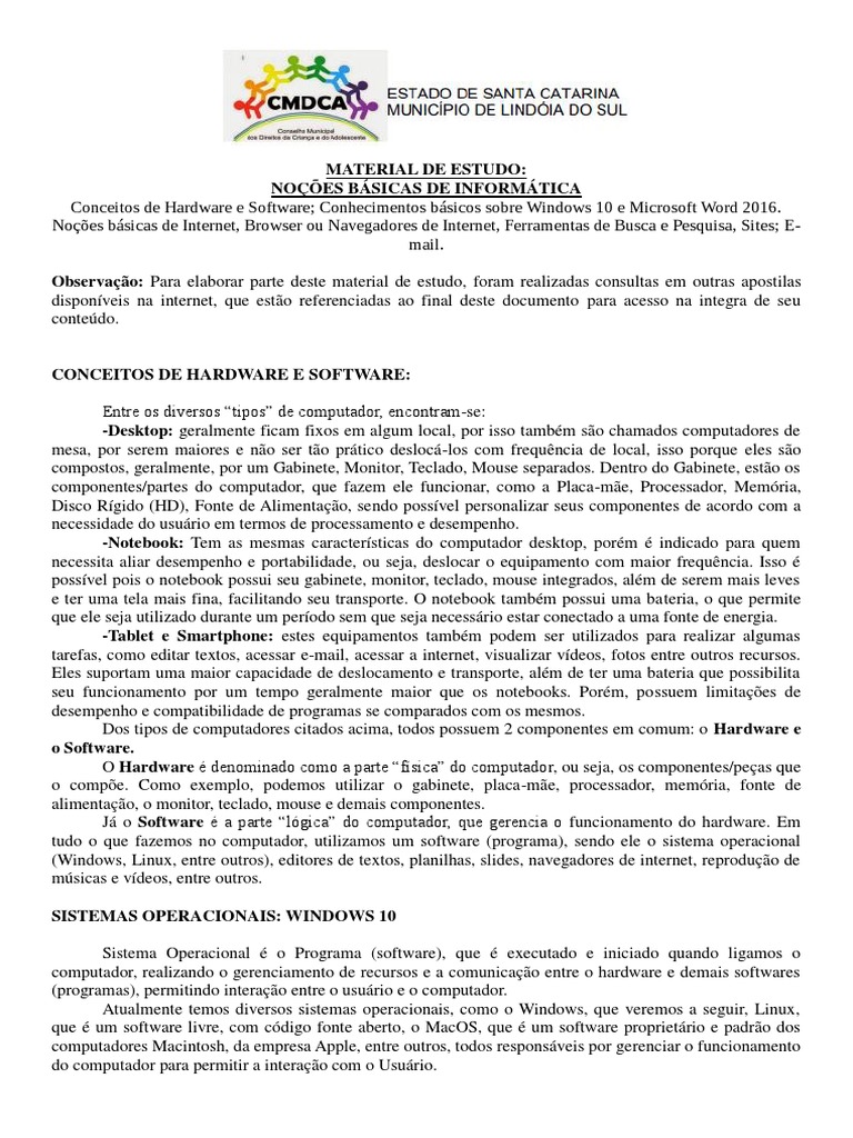 Conceitos básicos de informática: hardware, software, sistemas ...