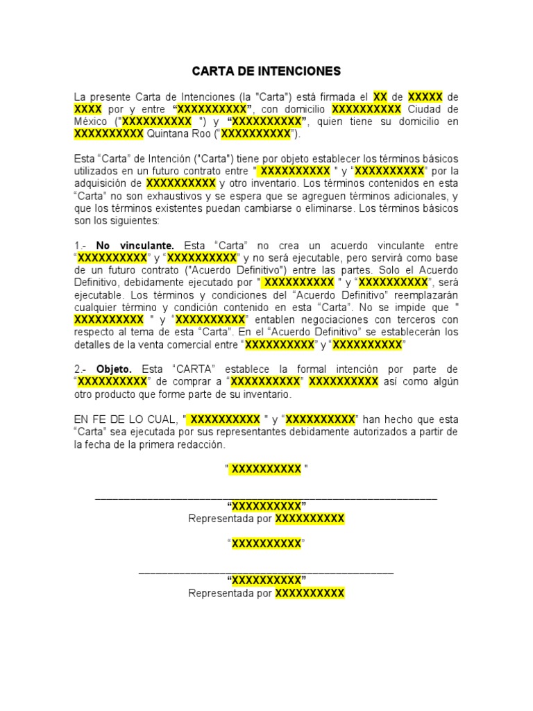 Carta de Intenciones | PDF