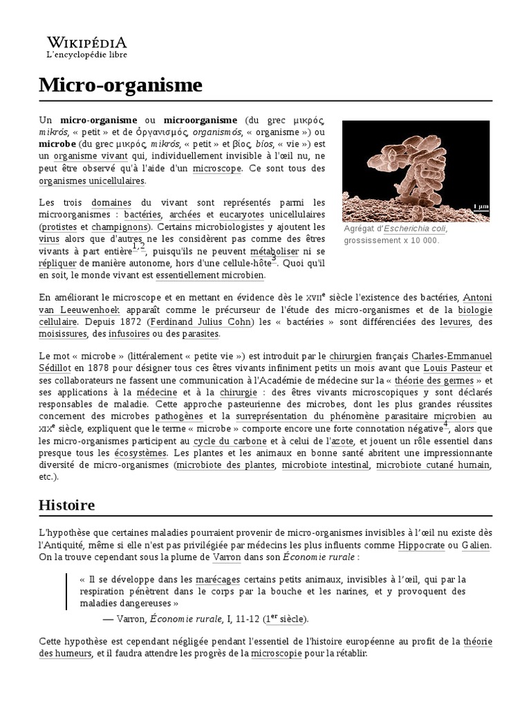 Histoire et Impact des Micro-organismes | PDF | Micro-organisme | Microbiologie