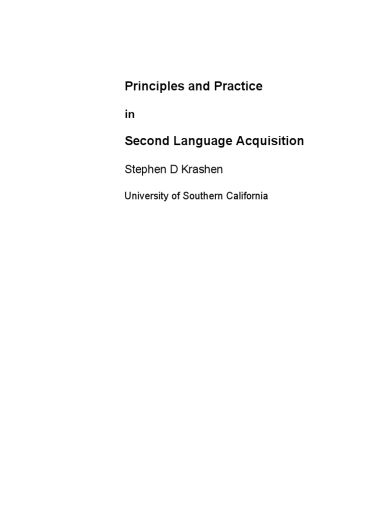 Stephen Krashen's Book | PDF | Second Language | Language Acquisition