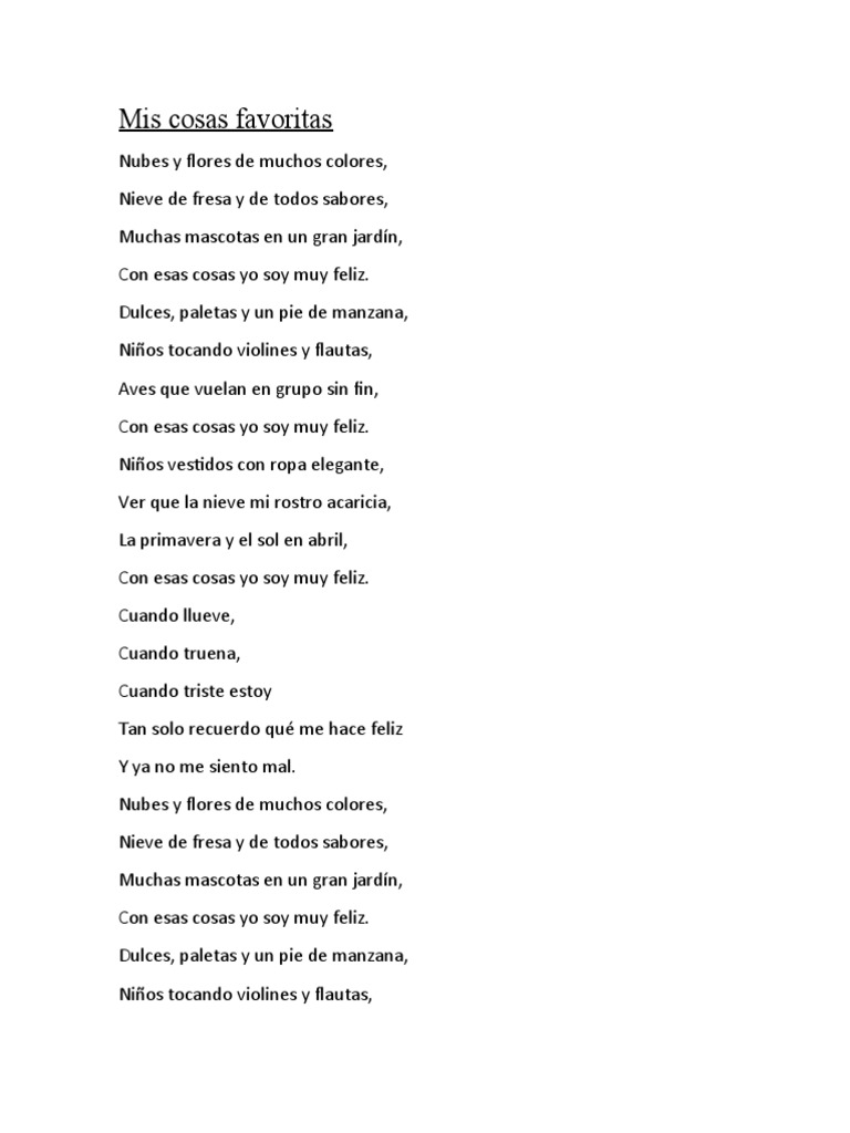 Mis Cosas Favoritas (La Novicia Rebelde) | PDF