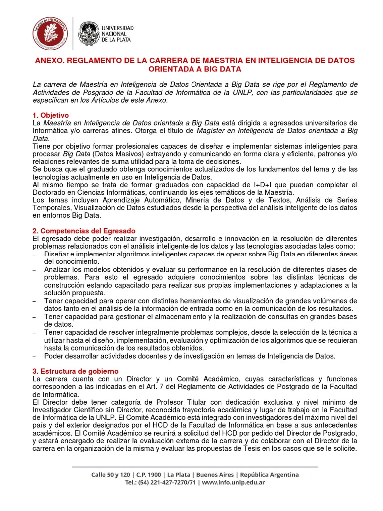 Reglamento de La Carrera Maestria en Inteligencia de Datos Orientada A ...