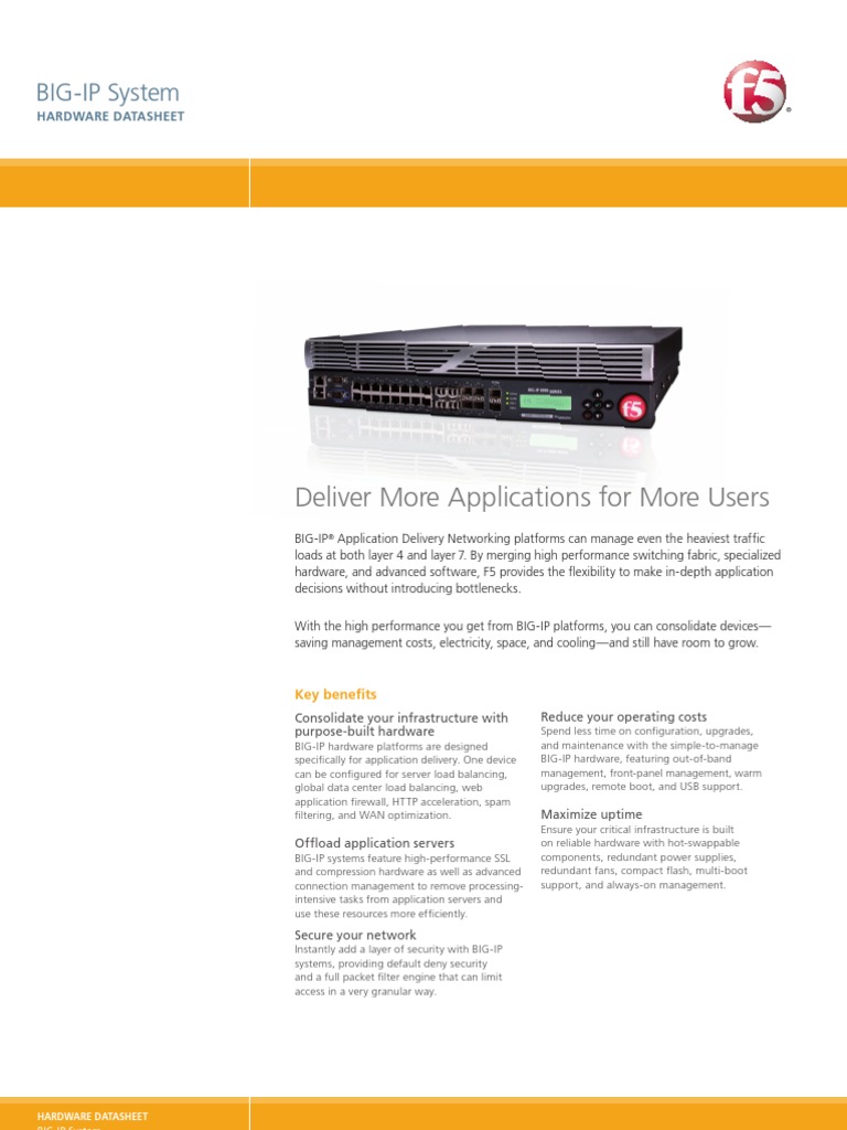 Big-ip System Hardware Datasheet | Computer Hardware | Load Balancing ...