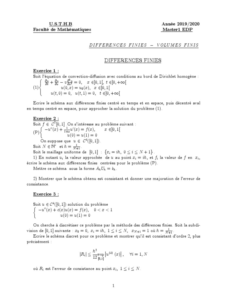 Diff Finies Serie Exer 2019 20 | PDF | Algorithmes | Analyse mathématique