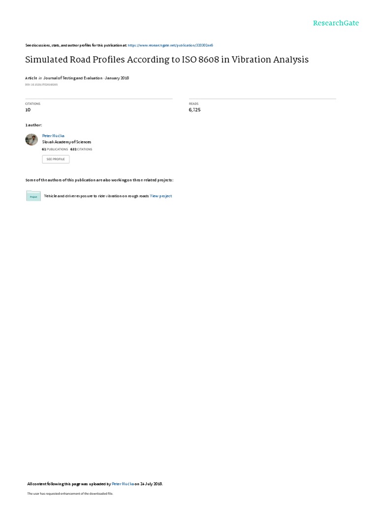 Simulated Road Profiles Iso | PDF | Road | Spectral Density