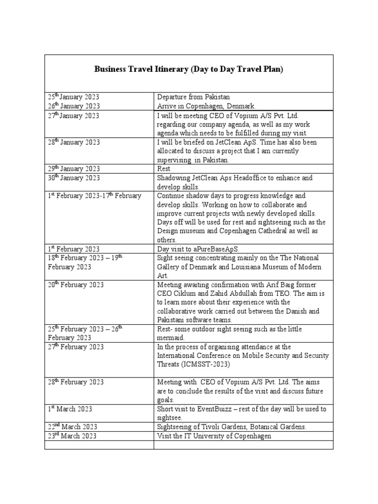 Business Travel Itinerary | PDF