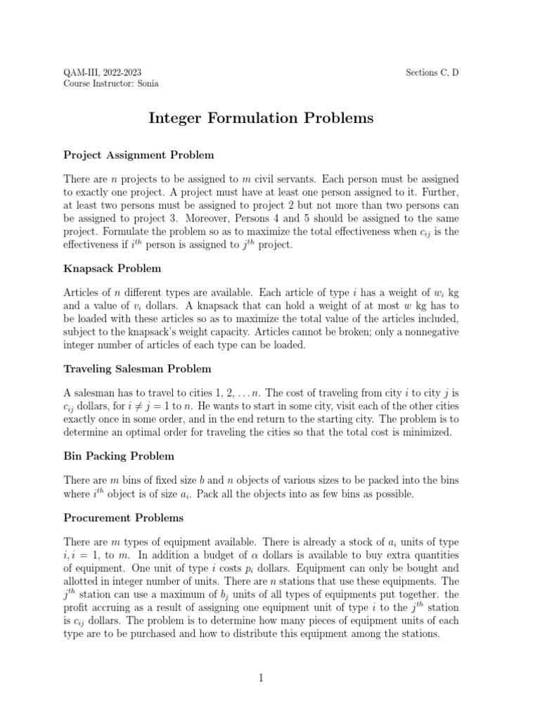 1 Formulation Integer Pdf Algorithms Computational Complexity Theory 0147