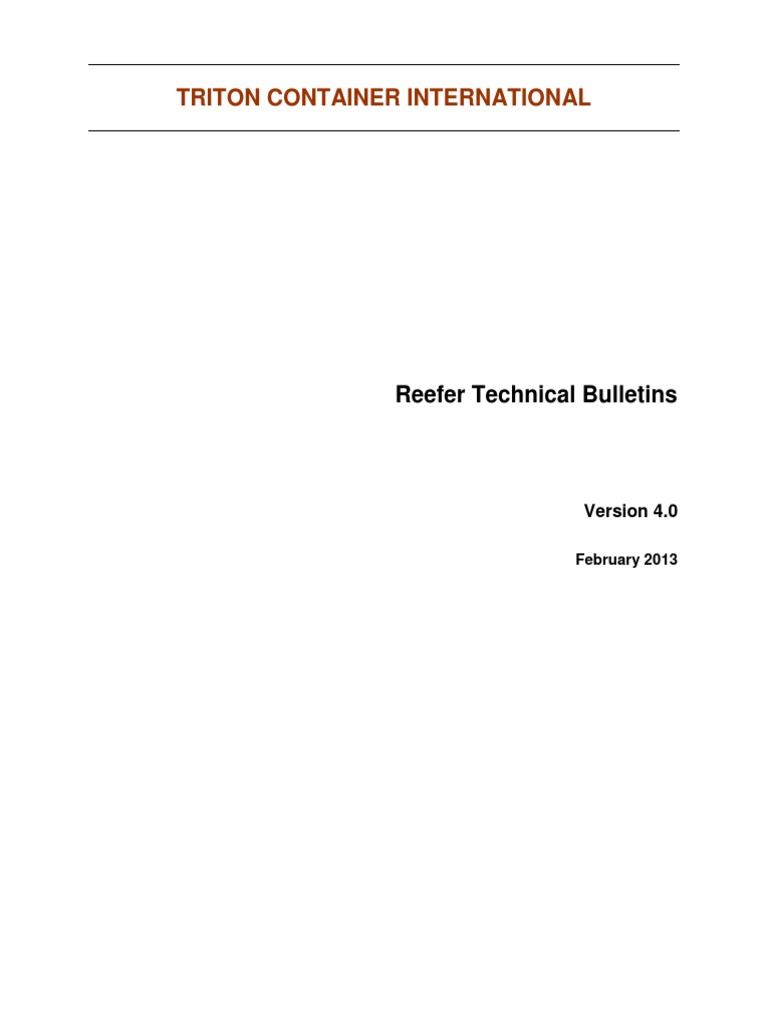 TRITON CONTAINER INTERNATIONAL. Reefer Technical Bulletins. Version 4.0 | PDF | Electrical ...